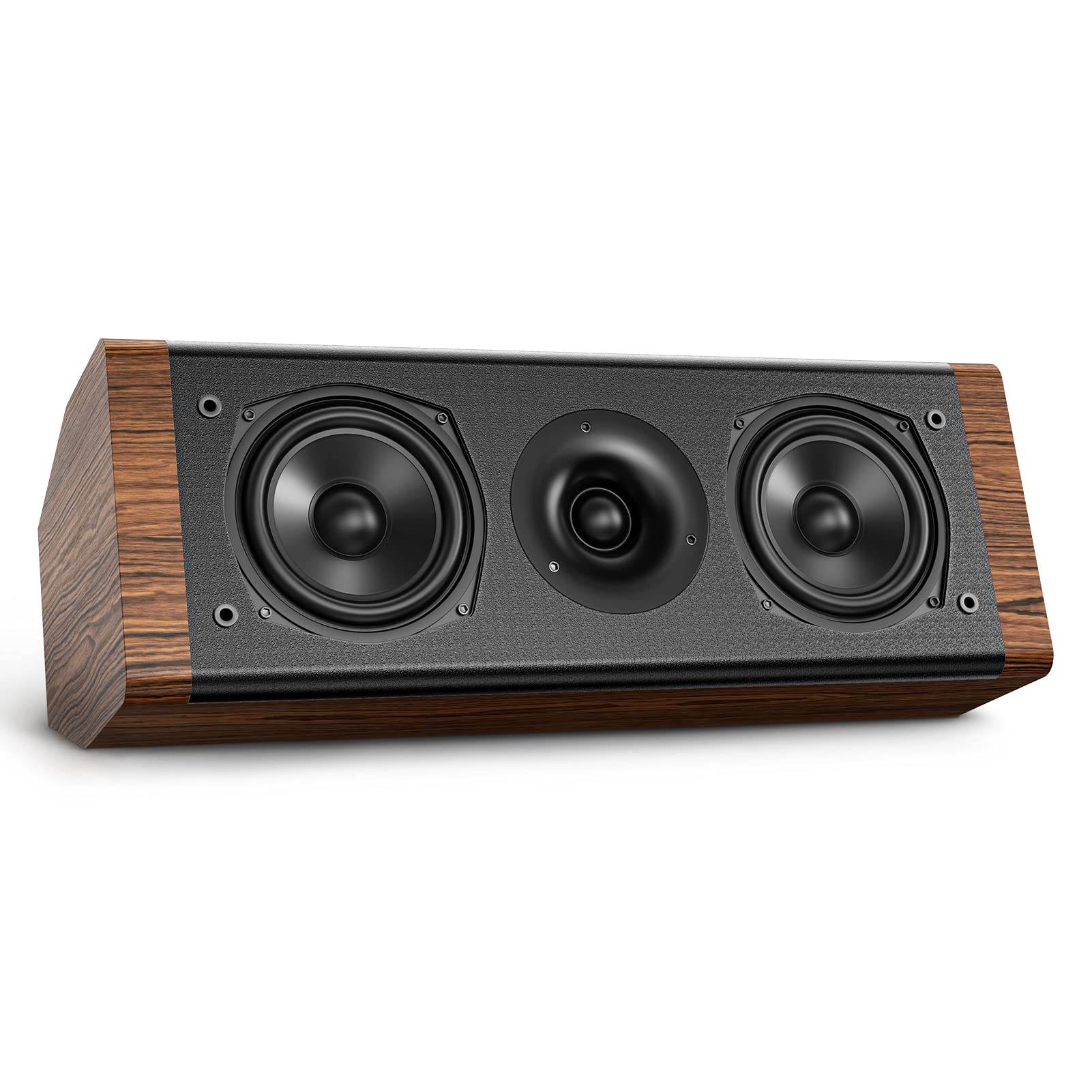 Moukey Center Channel Speaker, 100 Watt Peak Compact Center Speaker Hi-Res Audio with Deep Bass Response, for TV, Home Theater, Dolby and DTS Surround - Mcs1