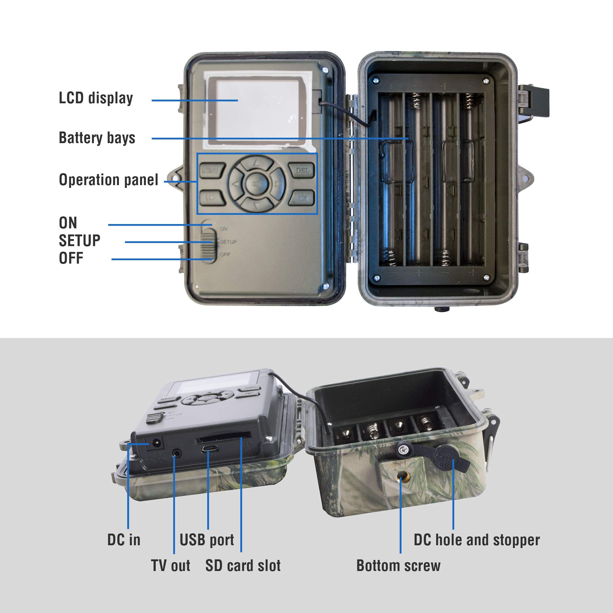 Boly Trail Camera 48MP 1080P Video Game Camera, with White LED/Xenon Flash/Black IR, 2β LCD Display up to 100ft. Detection Range and 90ft. Lighting Range, Against Water & Snow Hunting Cam
