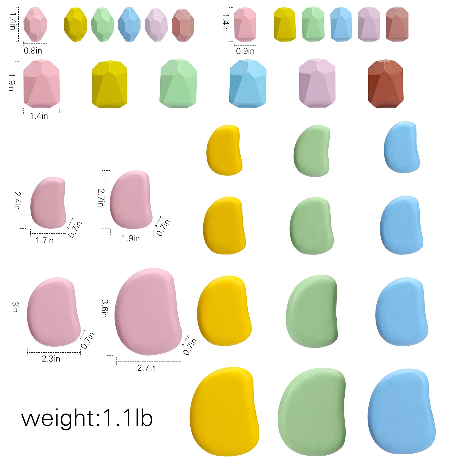 OESSUF 34PCs Stacking Rocks Balancing Stacking Stones Wooden Stacking Toys Wooden Stone Stacking Game for Toddler Wood Sorting Montessori Stacking Rocks for Kids