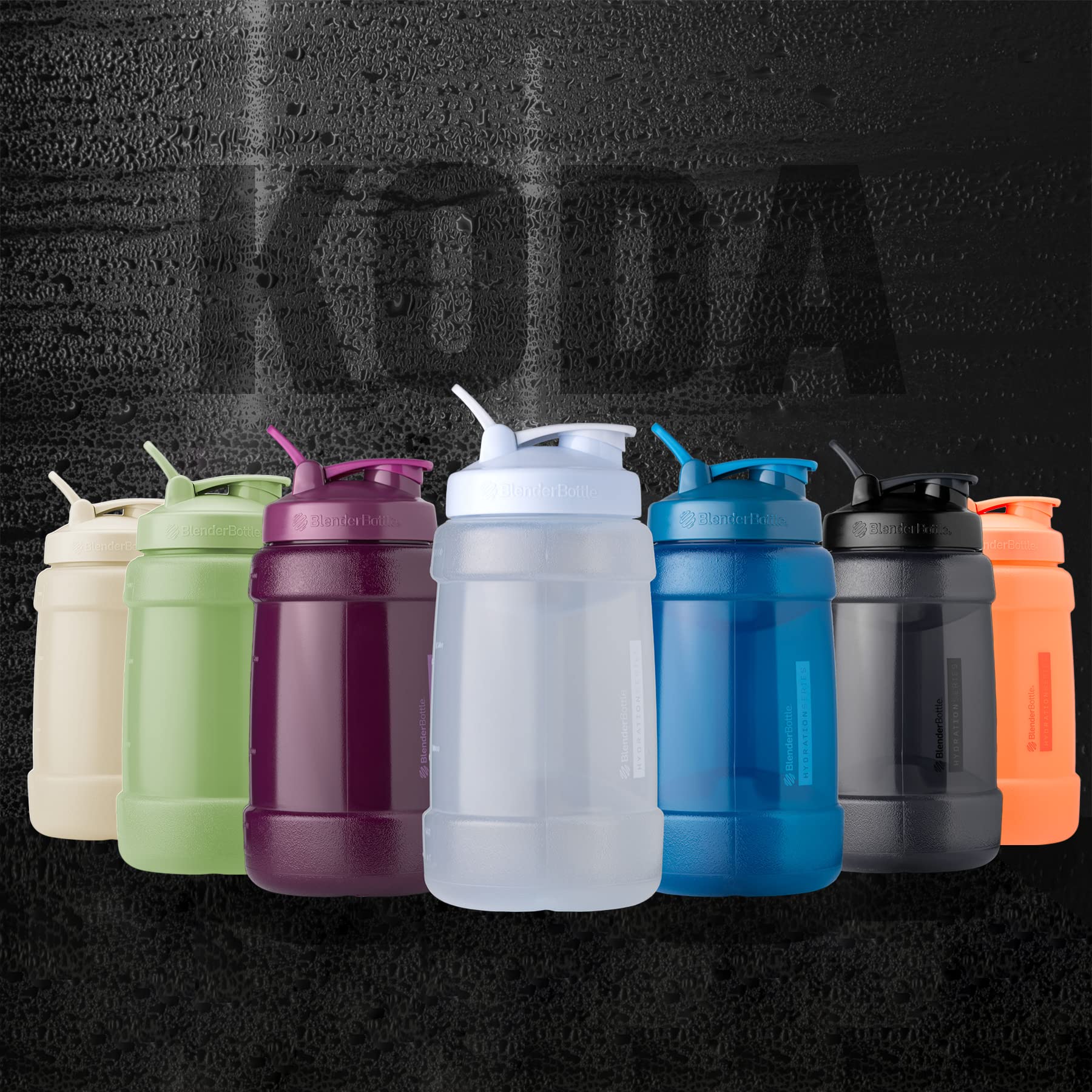 BlenderBottle Half Gallon Water Bottle, Koda Large Water Jug, 74-Oz, Black, 2.2-Liter