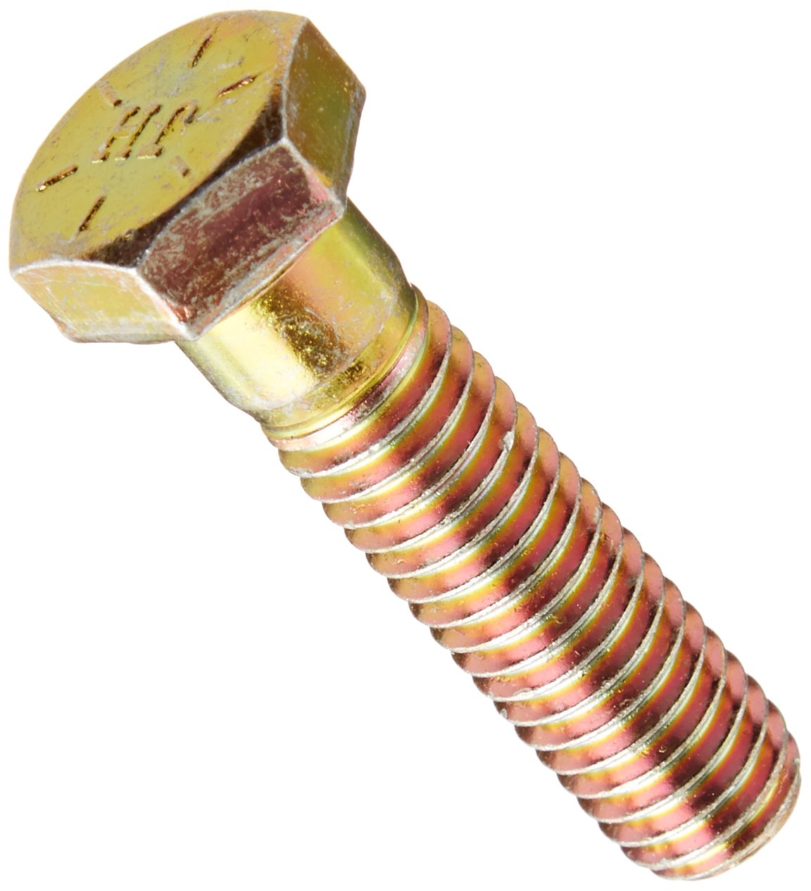Steel Hex Bolt, Grade 8, Zinc Yellow-Chromate Plated Finish, Hex Head, External Hex Drive, Meets ASME B18.2.1/SAE J429, 3-1/2" Length, Partially Threaded, 3/8"-24 Threads (Pack of 10)