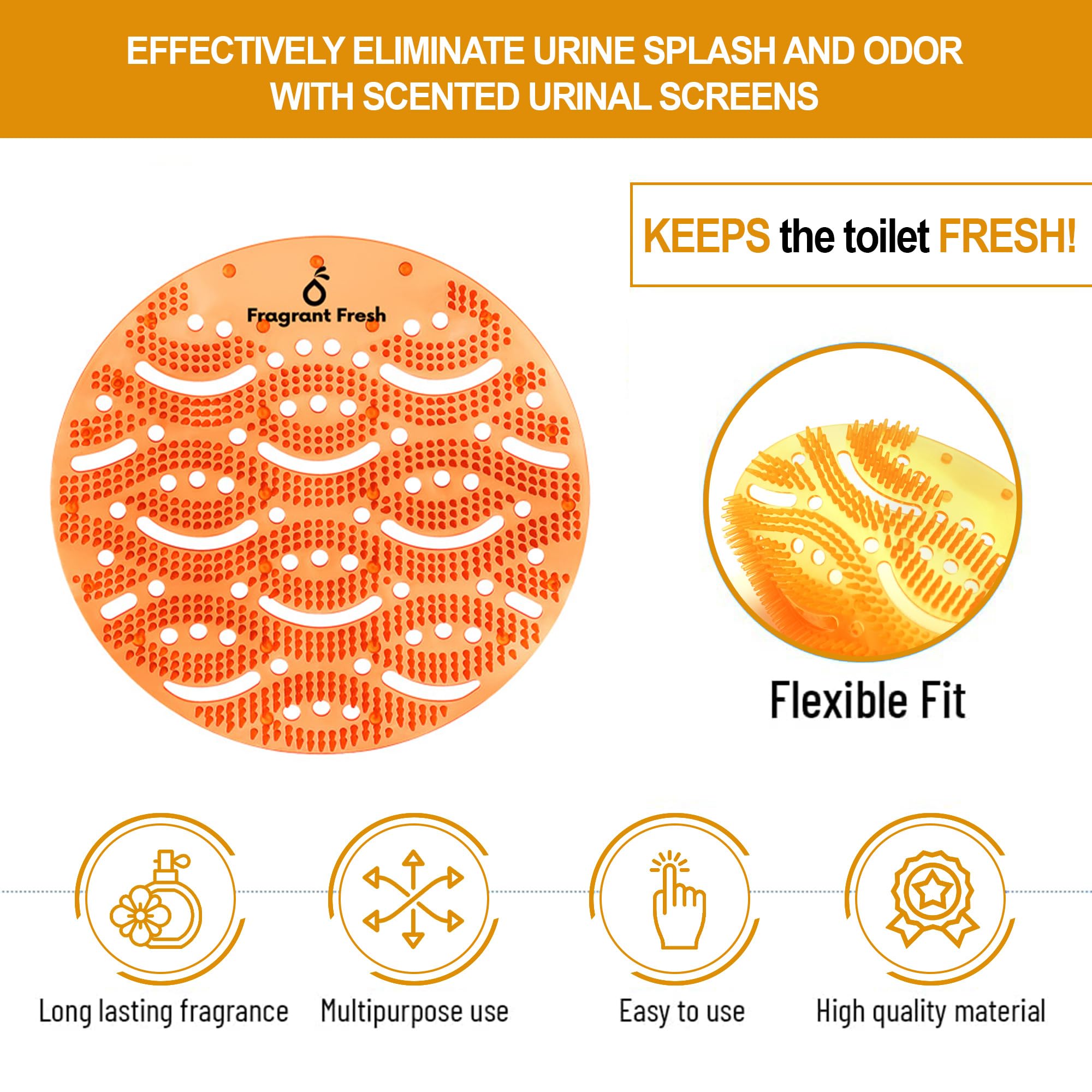 Urinal Screen Deodorizer (50Pack) Anti Splash Long Lasting Fragrance Urinal Cakes Eliminate odours Keeps Bathroom fresh- For Public and Private restrooms-Multiple Use-Orange Citrus