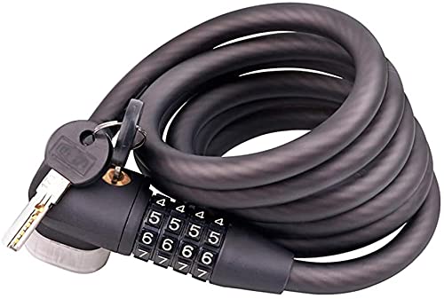 Bicycle Lock, Scooter Bike Motorcycle Cable Chain Lock, 180X1.2Cm, Double Open Key Combination Lock, High Strength Steel Cable