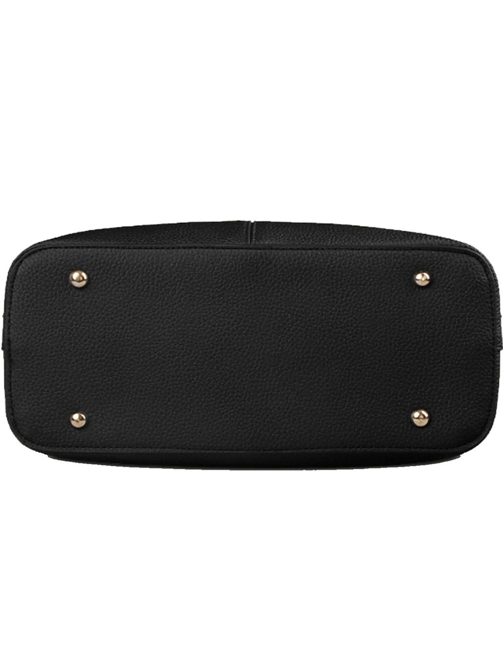 B&E LIFE Stylish Women Pu Leather Vertical Utility Top Handle Handbag Satchel Tote Purse Bag (Black)