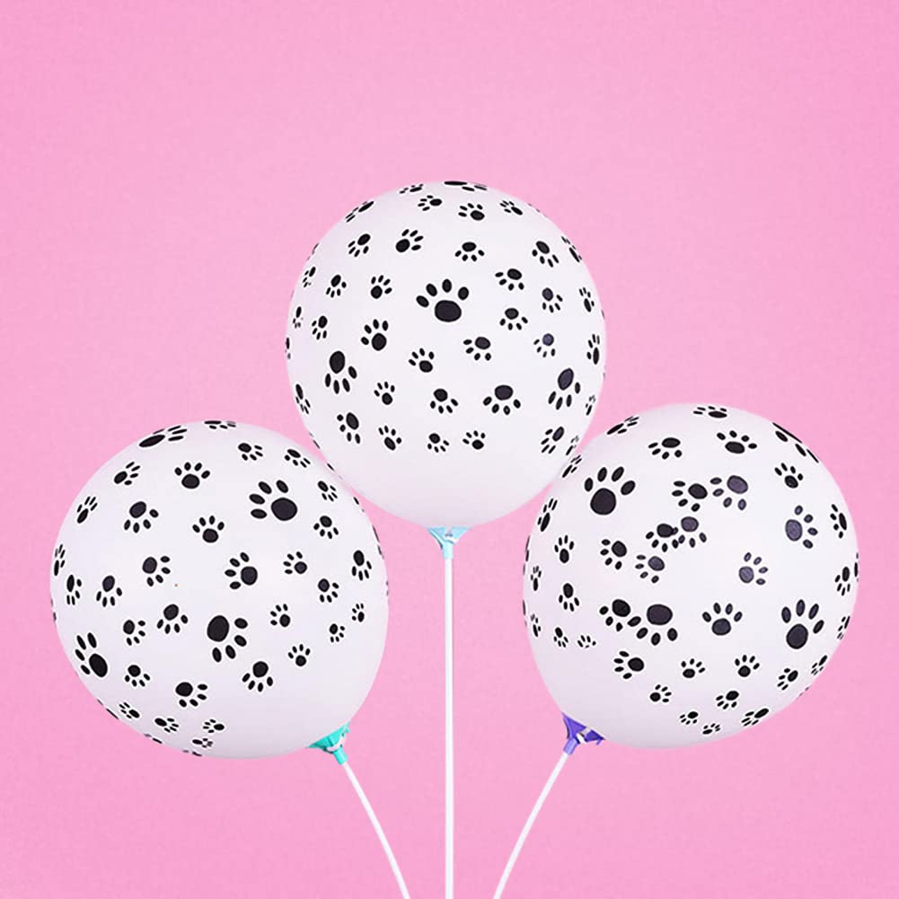 DelightBox Paw Prints-A-Round Biodegradable Latex Balloons, White with Black paw prints All-Around, 11-Inch (12-Units)