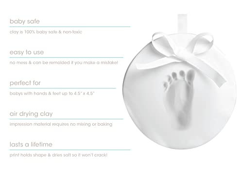 Tiny Ideas Baby's Handprint or Footprint Christmas Ornament, Easy No-Bake Keepsake Kit, Creative Holiday Gift for New and Expecting Parents, Clay
