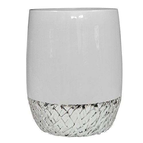 nu steel Bali Bathroom Wastebasket Bin Trash Can in Premium Resin and Chrome for Bathrooms & Vanity Spaces