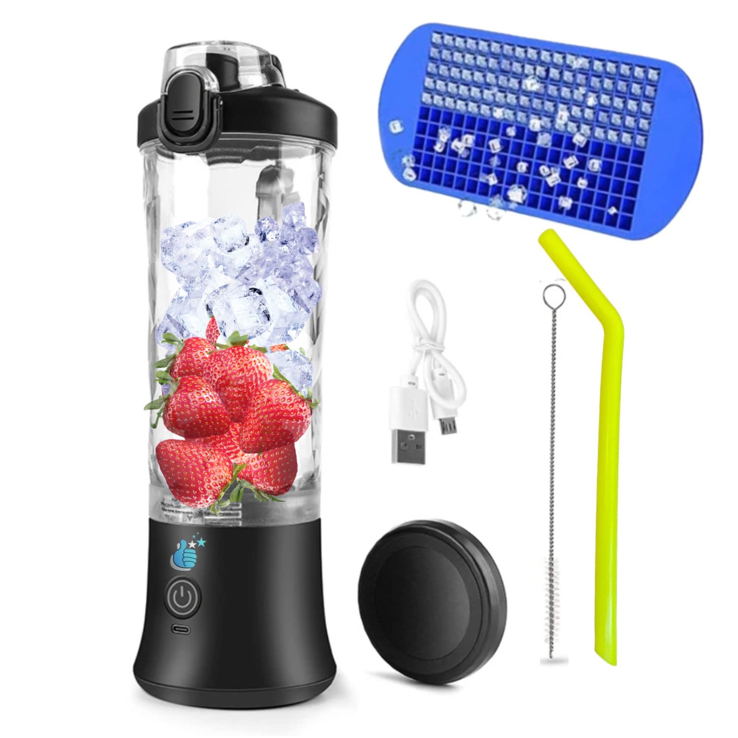 Best 4Vi Portable Blender, Rechargeable Mini Blender For Shakes And Smoothies 20 Oz Mini Blender Cup with Travel and USB Rechargeable for Office, Gym, Kitchen BLACK