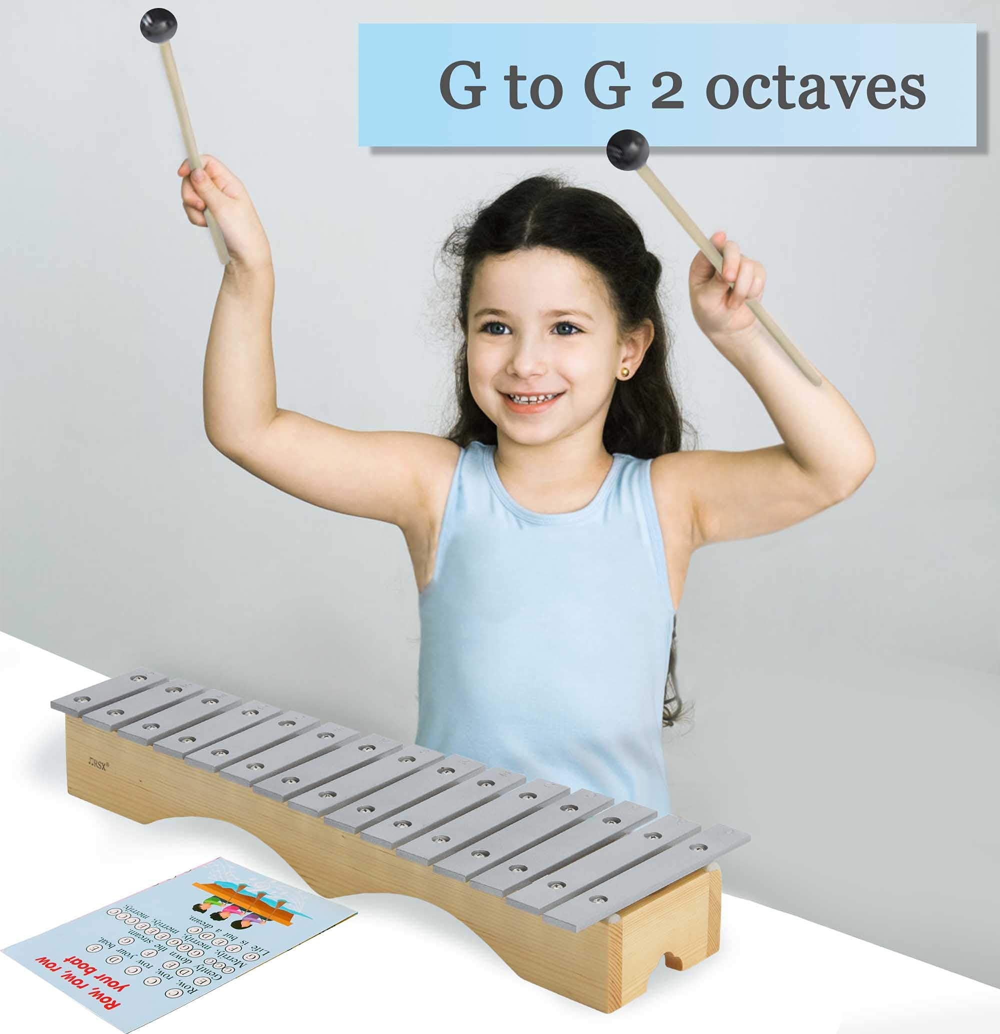 inTemenos Professional Diatonic Glockenspiel 15 notes - Metal Xylophone - 23 Sheet Music Songs, Stickers
