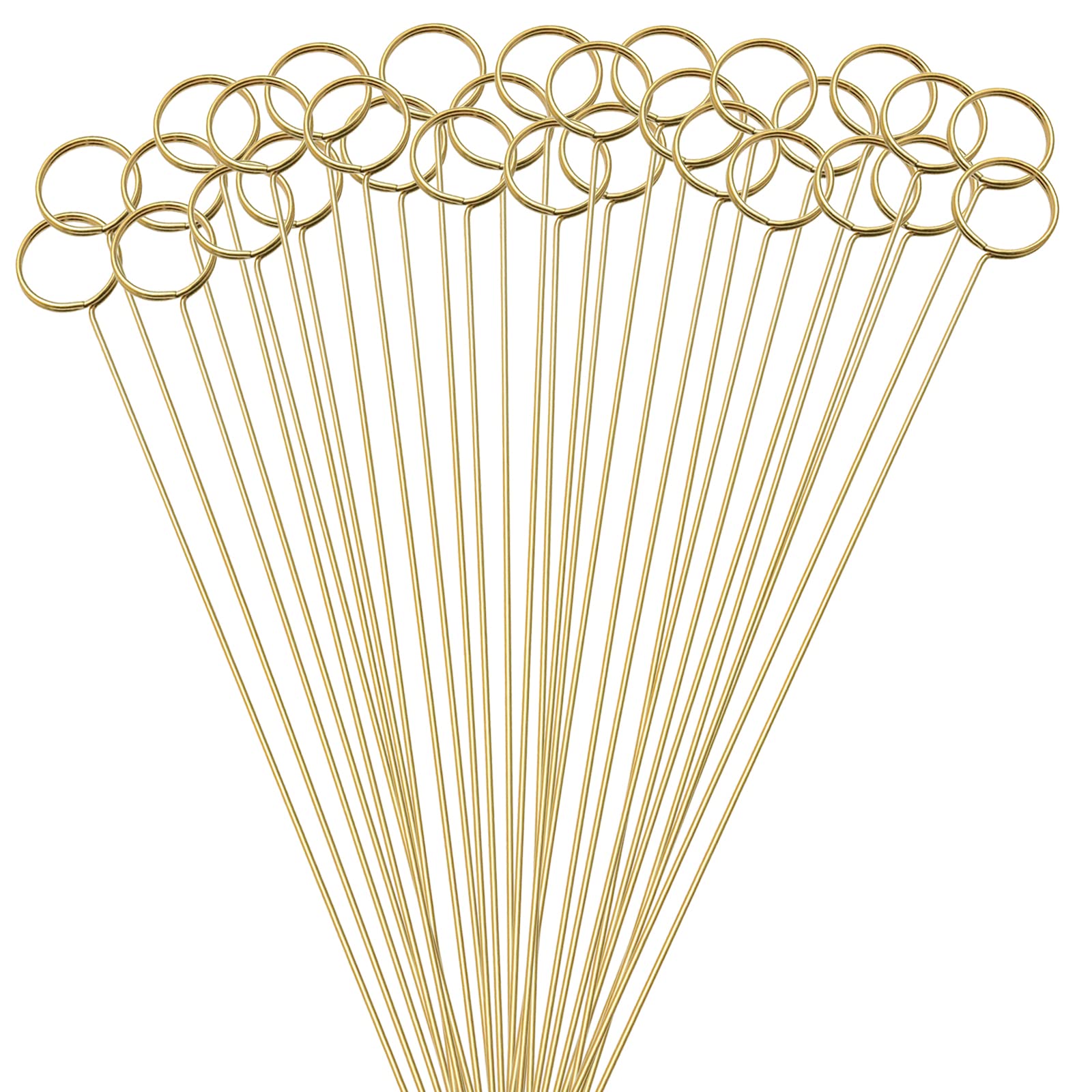 Hananona 30 Pcs Metal Floral Place Card Holder, 13.4 Inch Flower Picks Clip for Floral Arrangement, Golden Card Holder for Wedding and Party (Round)