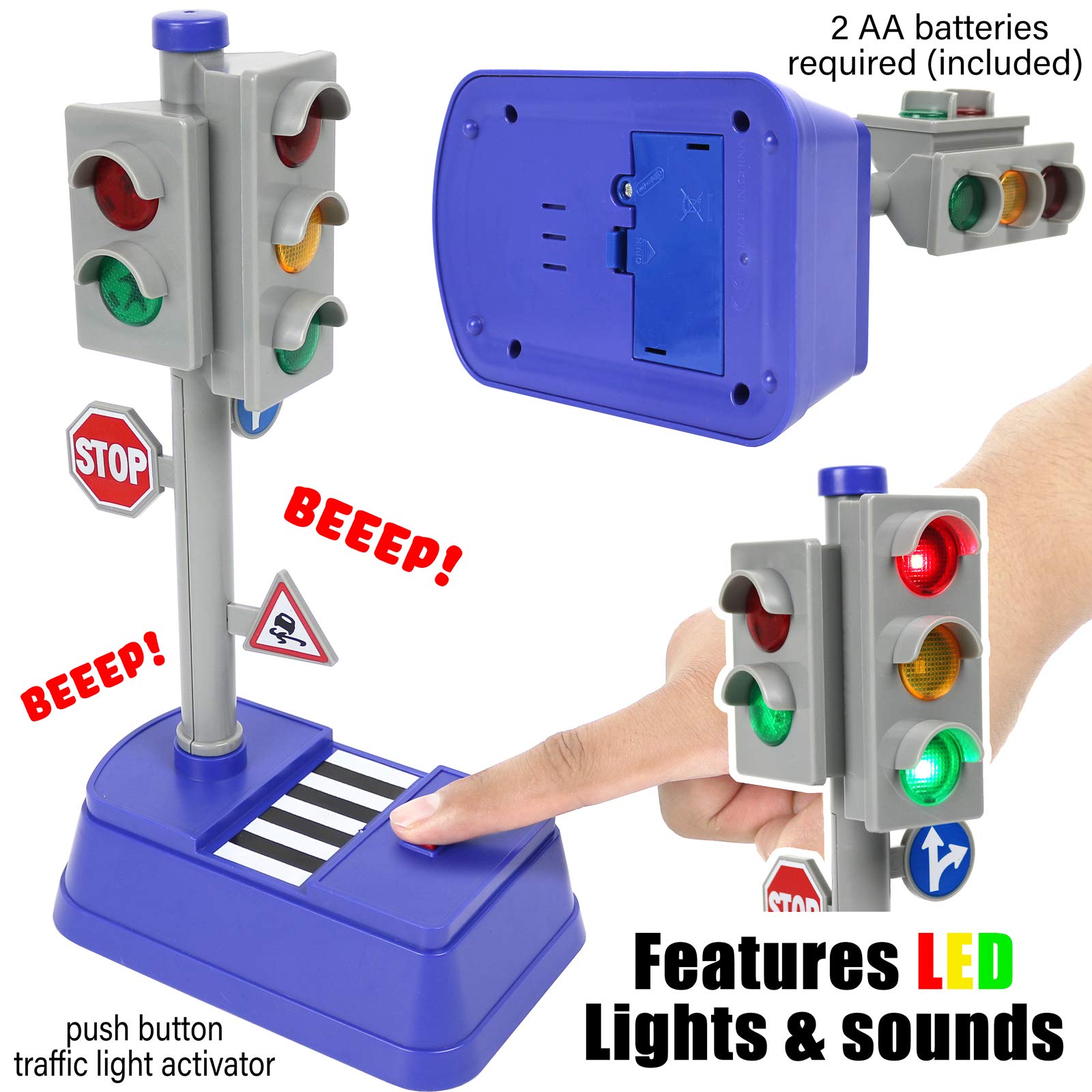 Kiddie Play Traffic Signs and Crosswalk Light Signal Toys for Kids (12pcs)