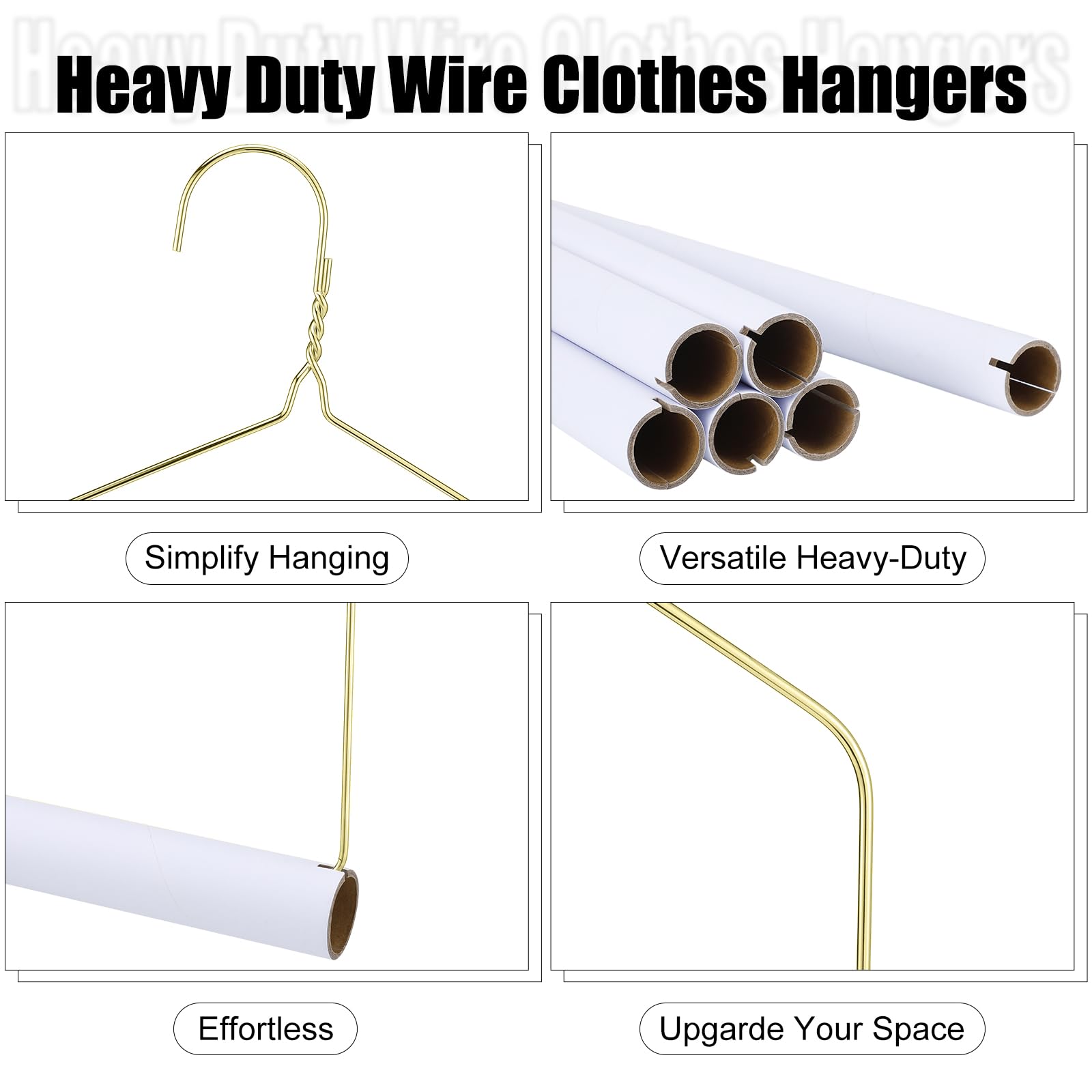 Didaey 20 Pcs Gold Dry Cleaner Hangers 18" Drapery Hanger and Tubes Tablecloth Hangers Blanket Hanger Drapery Hangers with Strong 10.5 Gauge Wire for Heavy Items