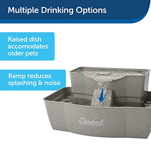PetSafe Multi-Tier Pet Fountain – Large Waterer Great for Cats and Dogs – 2 Heights to Drink From – Great for Senior Pets – 100 Oz Water Capacity – Fresh, Filtered Water