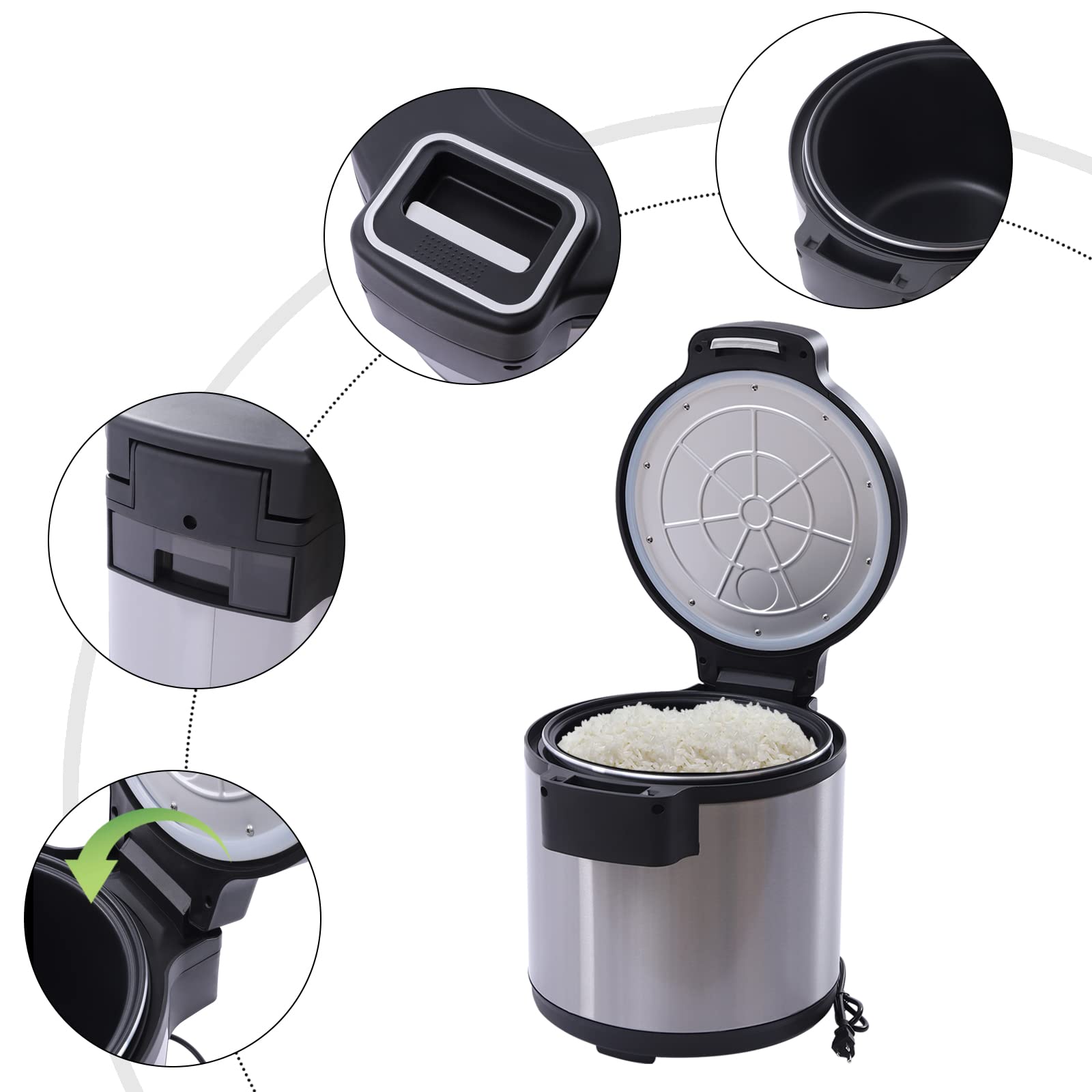 Commercial Rice Warmer 20QT/100CUP Portable Food & Rice Warmer Non-stick Inner Pot Electric Rice Warmer for Restaurant Party
