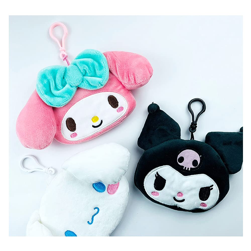 My Melody Cute Soft Pink Plush Coin Wallet Pouch Bag w/Bag Clip