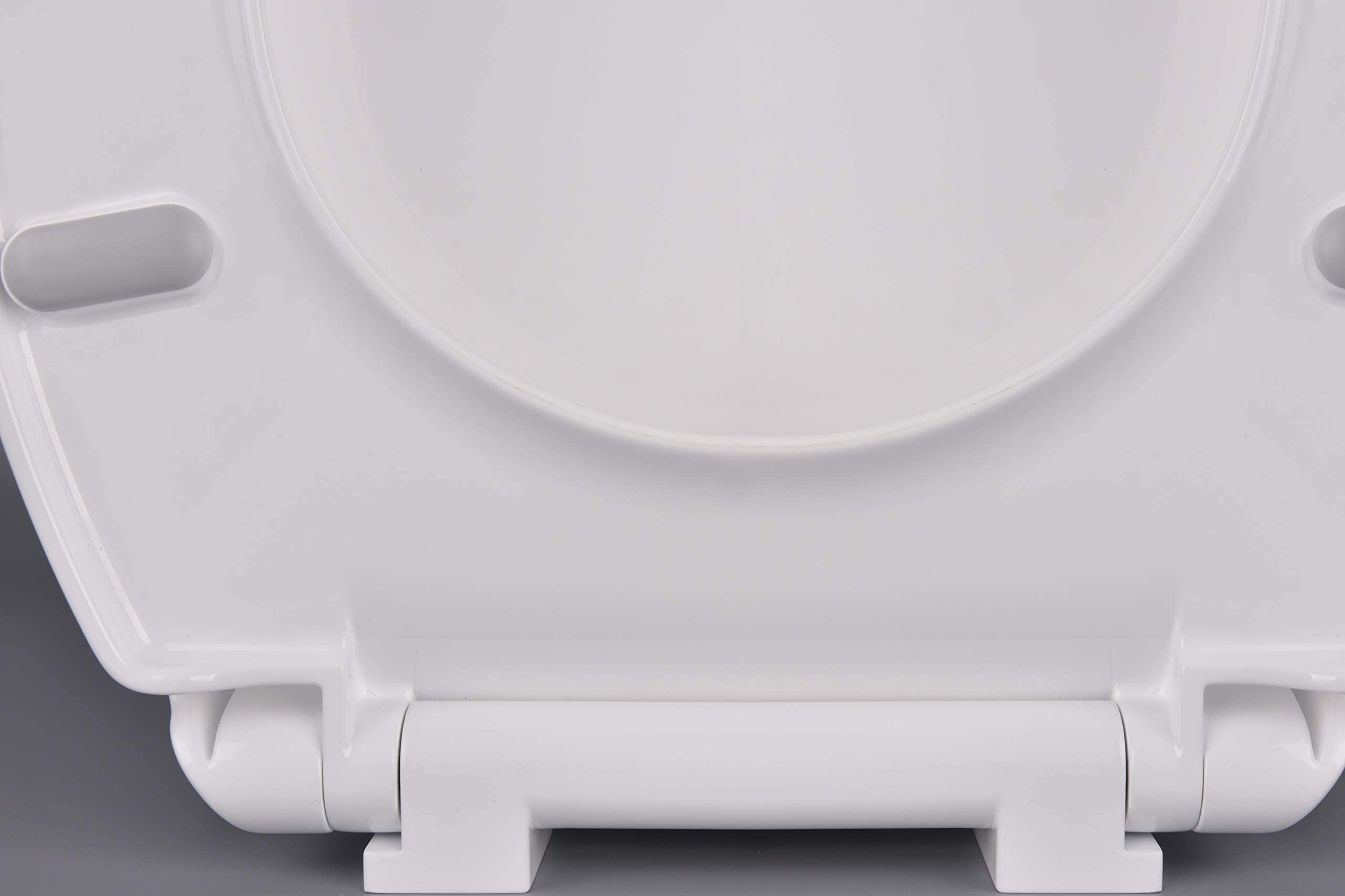 CYRRET Toilet Seat Round with Lid, Slow Close, Easy to Install and Clean, Durable Plastic, White, Replacement Toilet Seats, Fits Standard Round Toilets Bowl