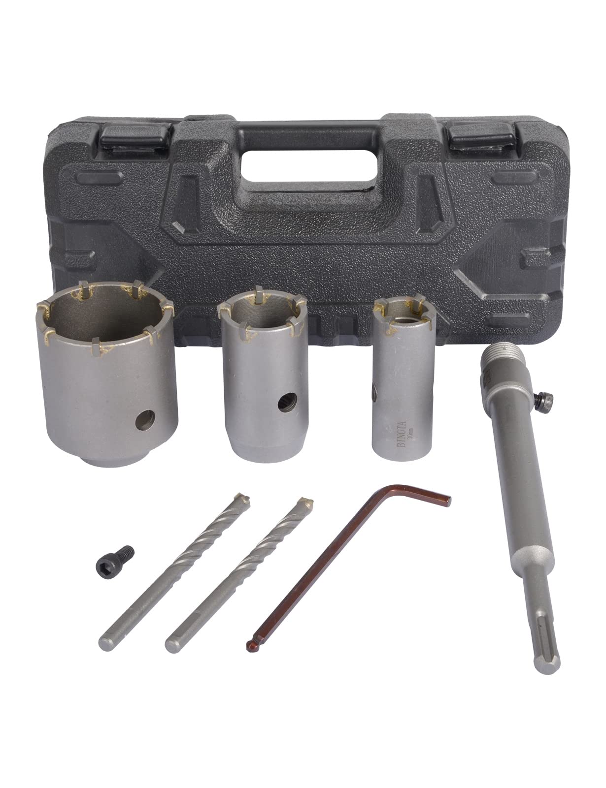 BINOTA Concrete Hole Saw, Kit 40 55 80 100 110 130 MM, Arbor SDS Plus and MAX 300mm, for Masonry Cement Wall Brick Sands Stone Sable-Rock Self-Leveling