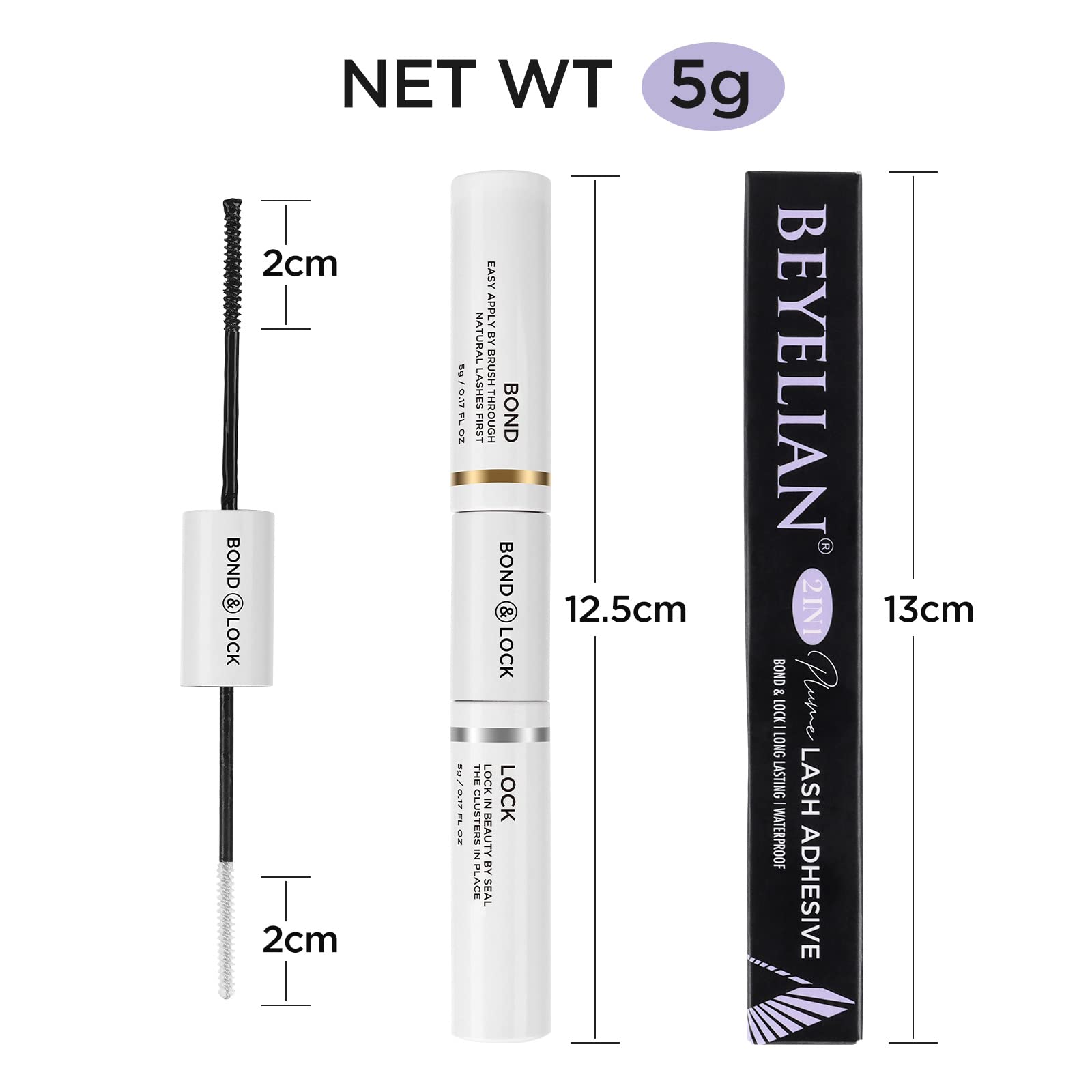 BEYELIAN Eyelash Glue, Lash Glue, Clear False Eyelash Glue, Suitable for Sensitive Eyes, Latex Free,Waterproof, Strong Hold,5g