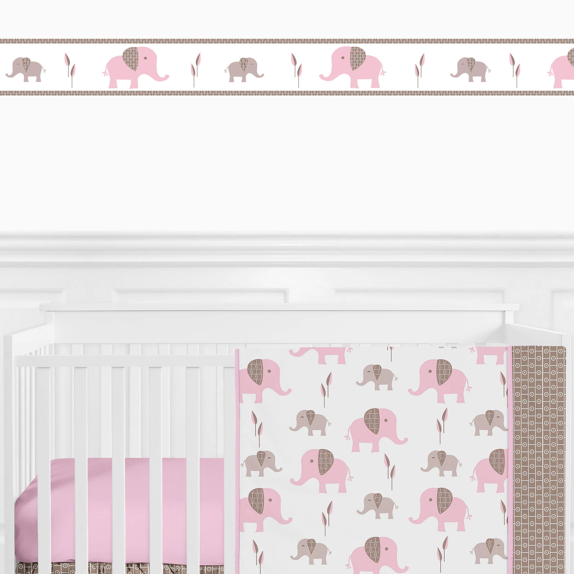 Pink and Brown Mod Elephant Baby Changing Pad Cover by Sweet Jojo Designs