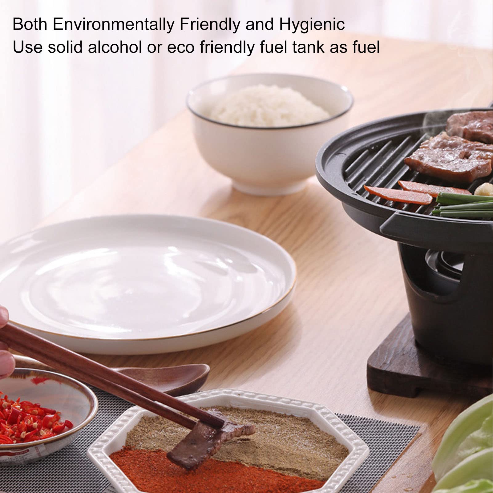 Barbecue Grill, Mini Hibachi Grill, Small Tabletop Grill Prevent Sticking Easy Cleaning Portable Smokeless Tabletop Charcoal Grill for One Person for Indoor
