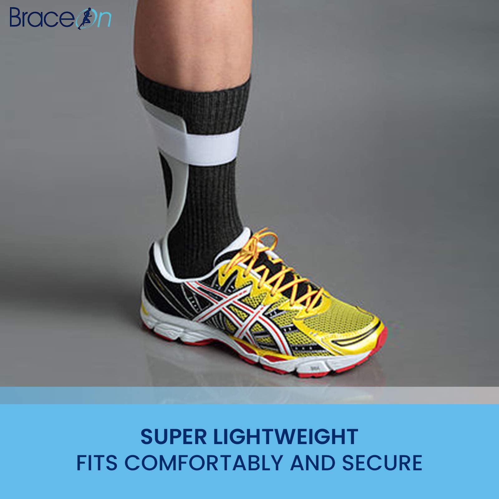 BraceOn AFO – Swedish Deluxe - Drop Foot Stabilizer, Moldable, Trimmable, Lightweight Polyethylene (Men, Left)
