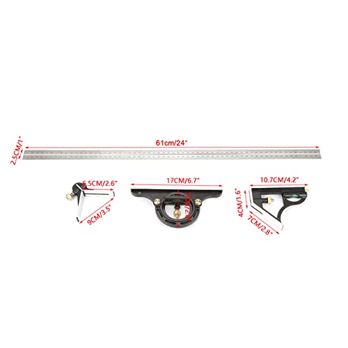 Combination Square 600mm Metal Adjustable Combination Square Right Angle Ruler Engineer Measuring Tool with Square Head