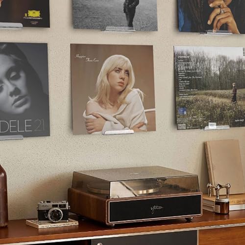 BLOLYO Clear Vinyl Record Shelf Wall Mount 8 Pack,Acrylic Album Record Holder Display,Vinyl Record Shelf Stand and Wall Mount Display,Acrylic Record Frame Show Your Favorite LP(Clear)