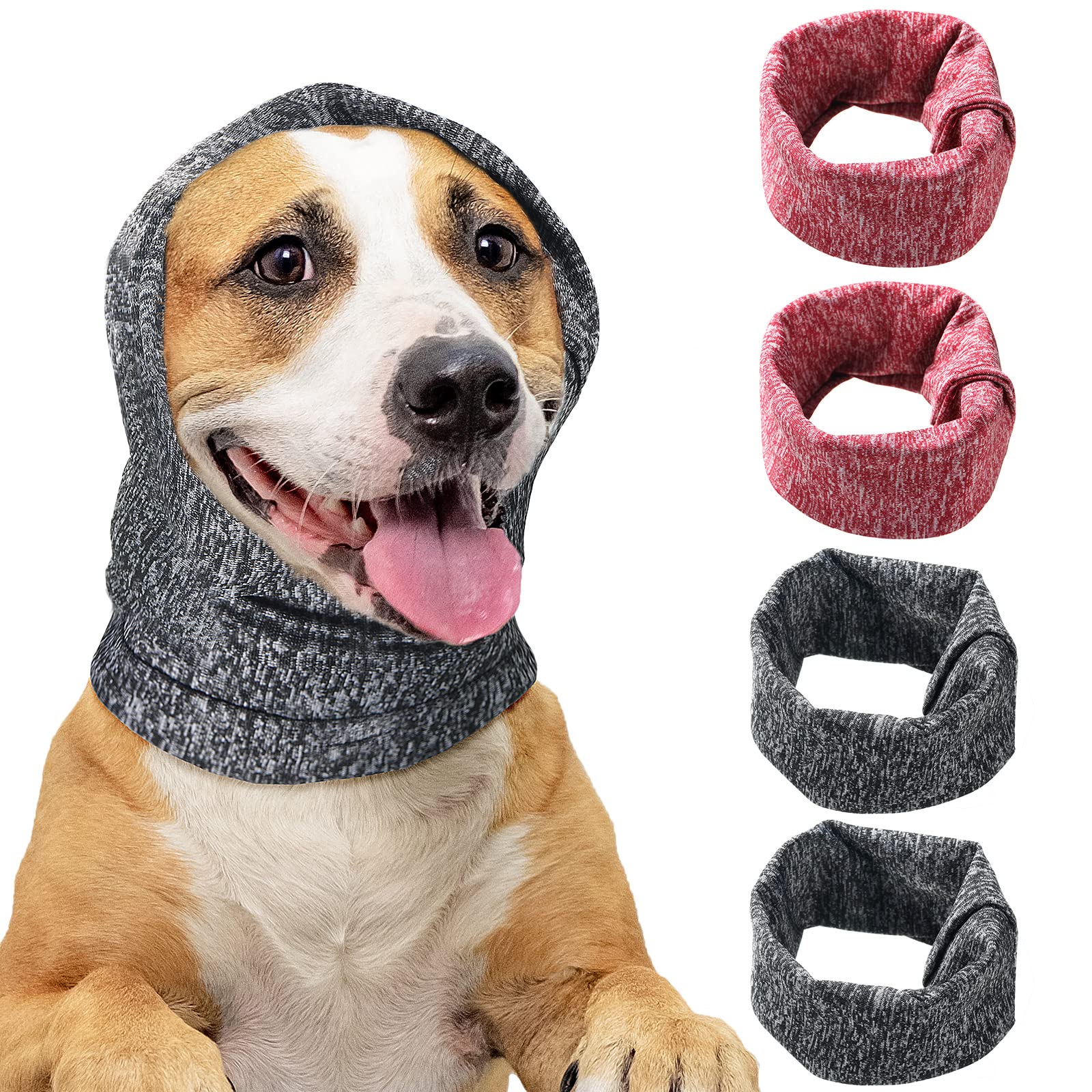 Saintrygo 4 Pieces Ear Wraps for Dogs Quiet Ears Dog Ear Cover Muffs Snood for Calming Dog Noise Protection, Dog Head Wrap Anti Anxiety Dog Hat Snood for Small Dog Cat Grooming Bathing (9-10 Inch)