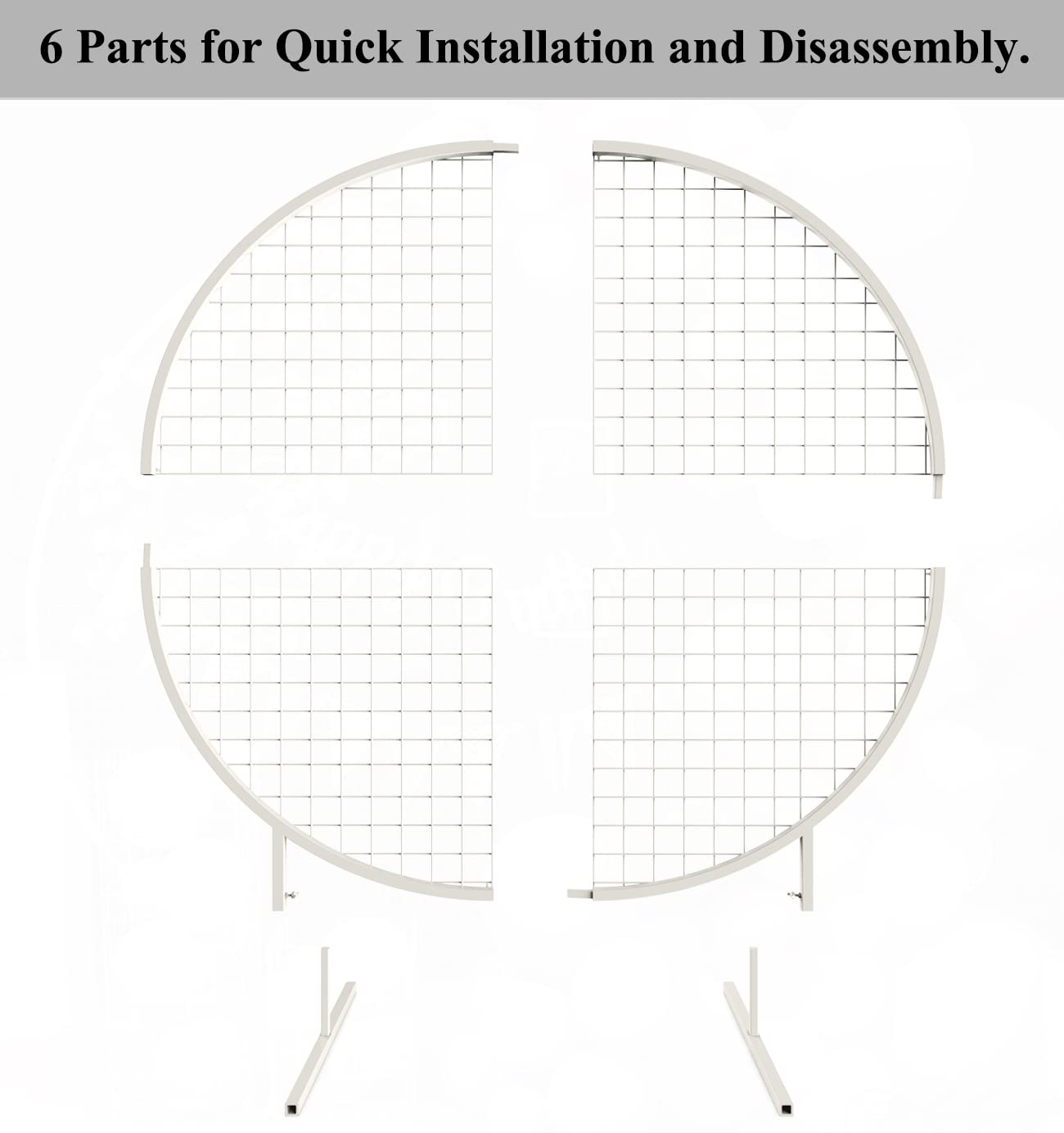 LANGXUN 5ft White Metal Round Balloon Arch kit, White Circle Mesh Arch Stand for Wedding Decorations, Birthday Party Decorations, Baby Shower Decorations, Graduation Party, Photo Backdrop Decoration