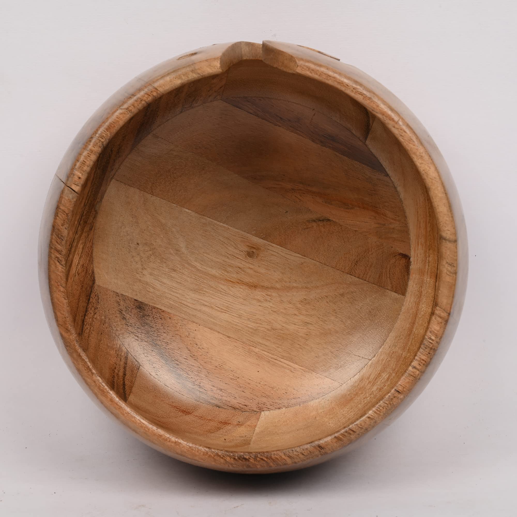 EDHAS Acacia Wood Yarn Bowl Holder | Handmade Holder with Holes | Yarn/Wool/String Storage Accessory (7" x 7" x 4")