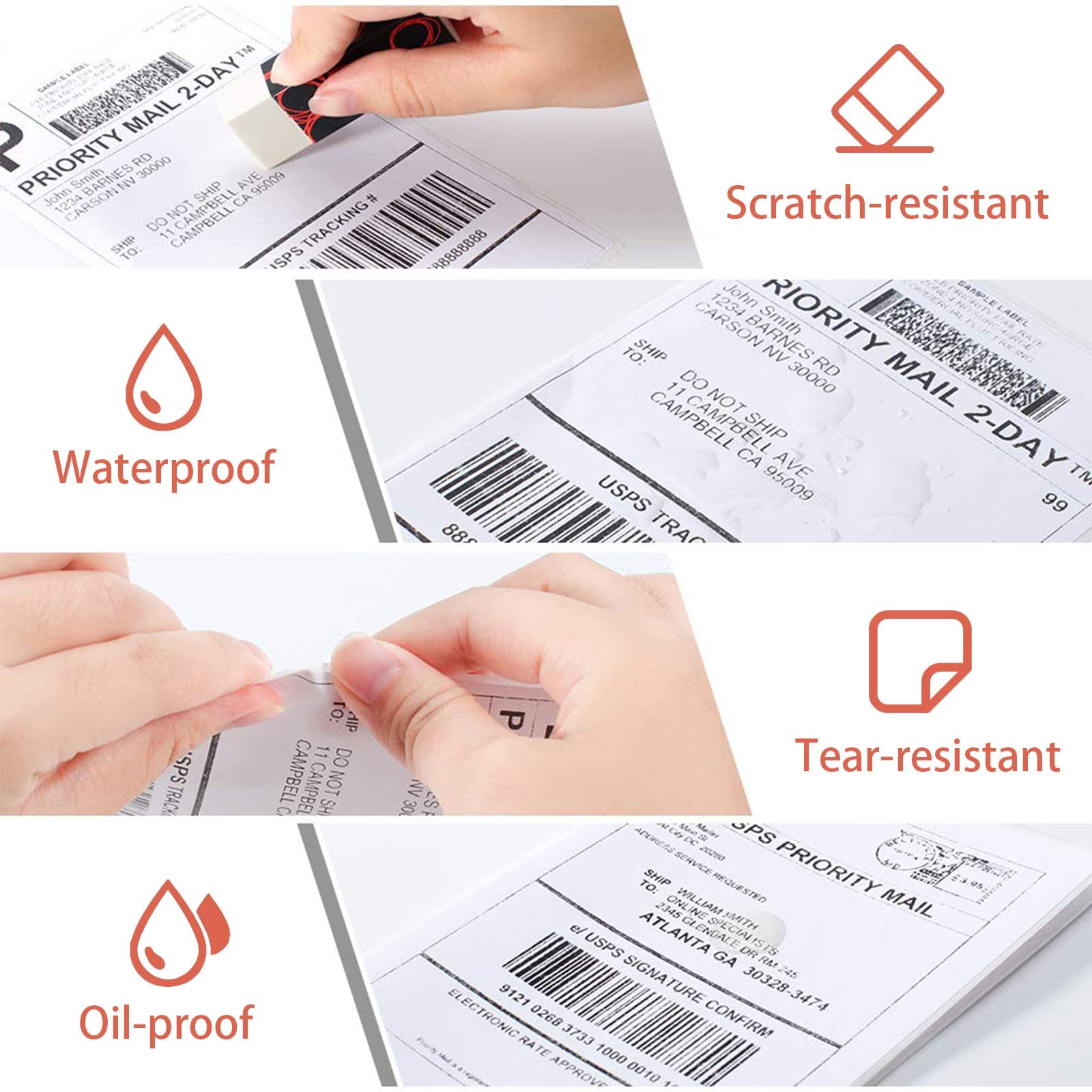 BESTEASY 4" x 6" Fanfold Direct Thermal Labels, White Perforated Permanent-Adhesive Shipping Labels, Mailing Address Label, Compatible with Zebra, Elton (4 Stack 1000 Labels/Stack)