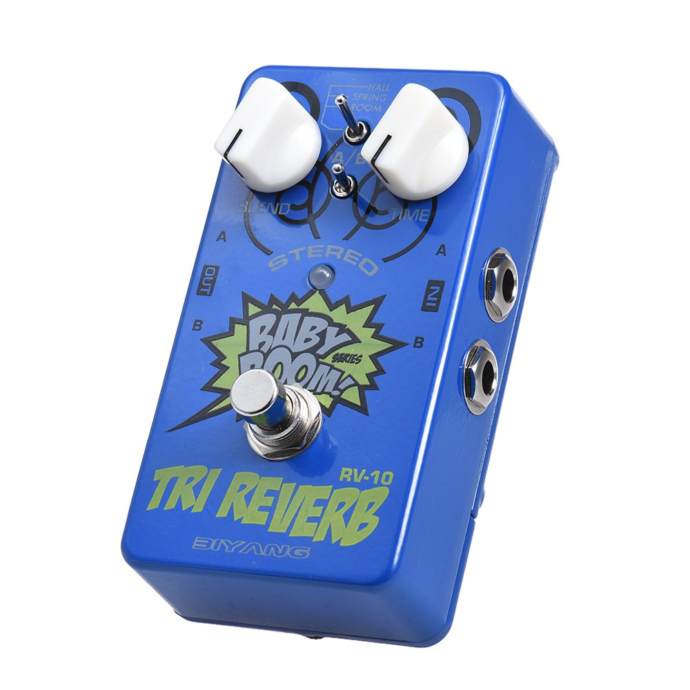 BIYANG Stereo Reverb Guitar Effect Pedal RV-10 BABY BOOM Series 3 Modes True Bypass Full Metal Shell