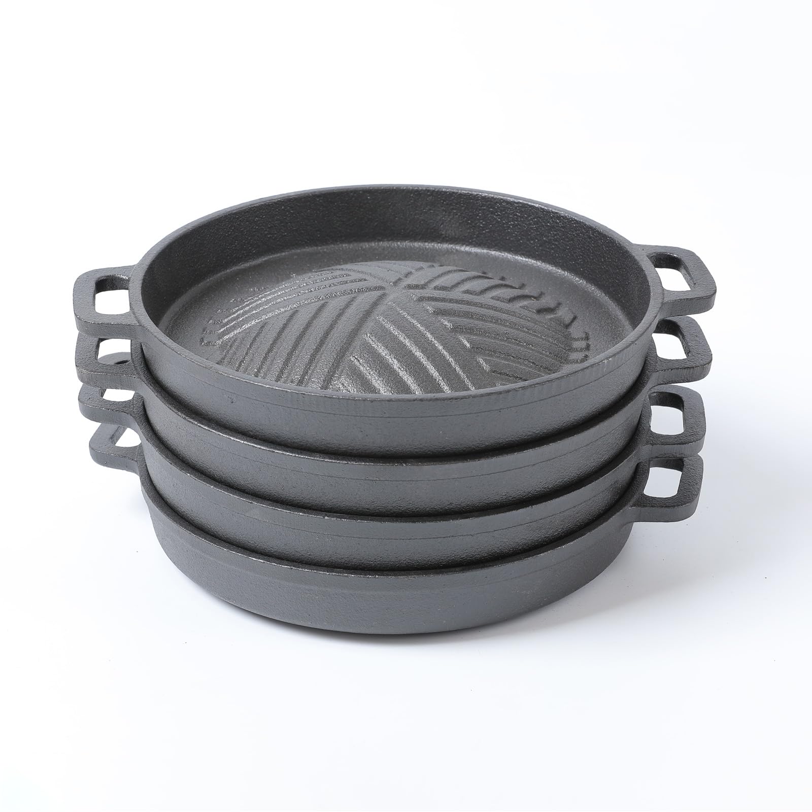 HAWOK Pre Seasoned Yakiniku Plate Cast Iron Portable Mini Grill pans Griddles set of 4………