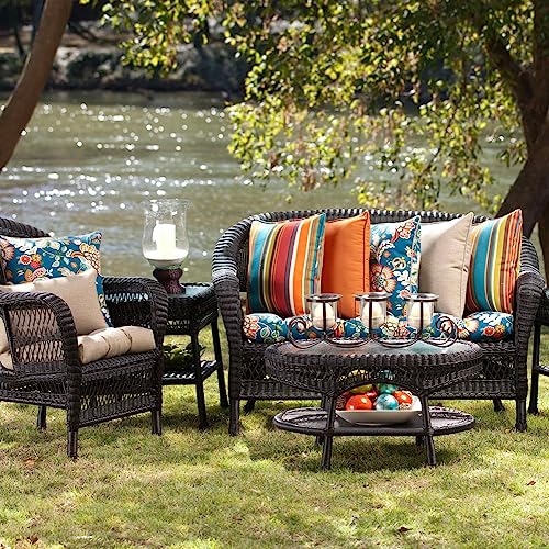 Pillow Perfect Monti Chino Solid Indoor/Outdoor Throw Pillow Plush Fill, Weather and Fade Resistant, Throw - 18.5" x 18.5", Tan, 2 Count