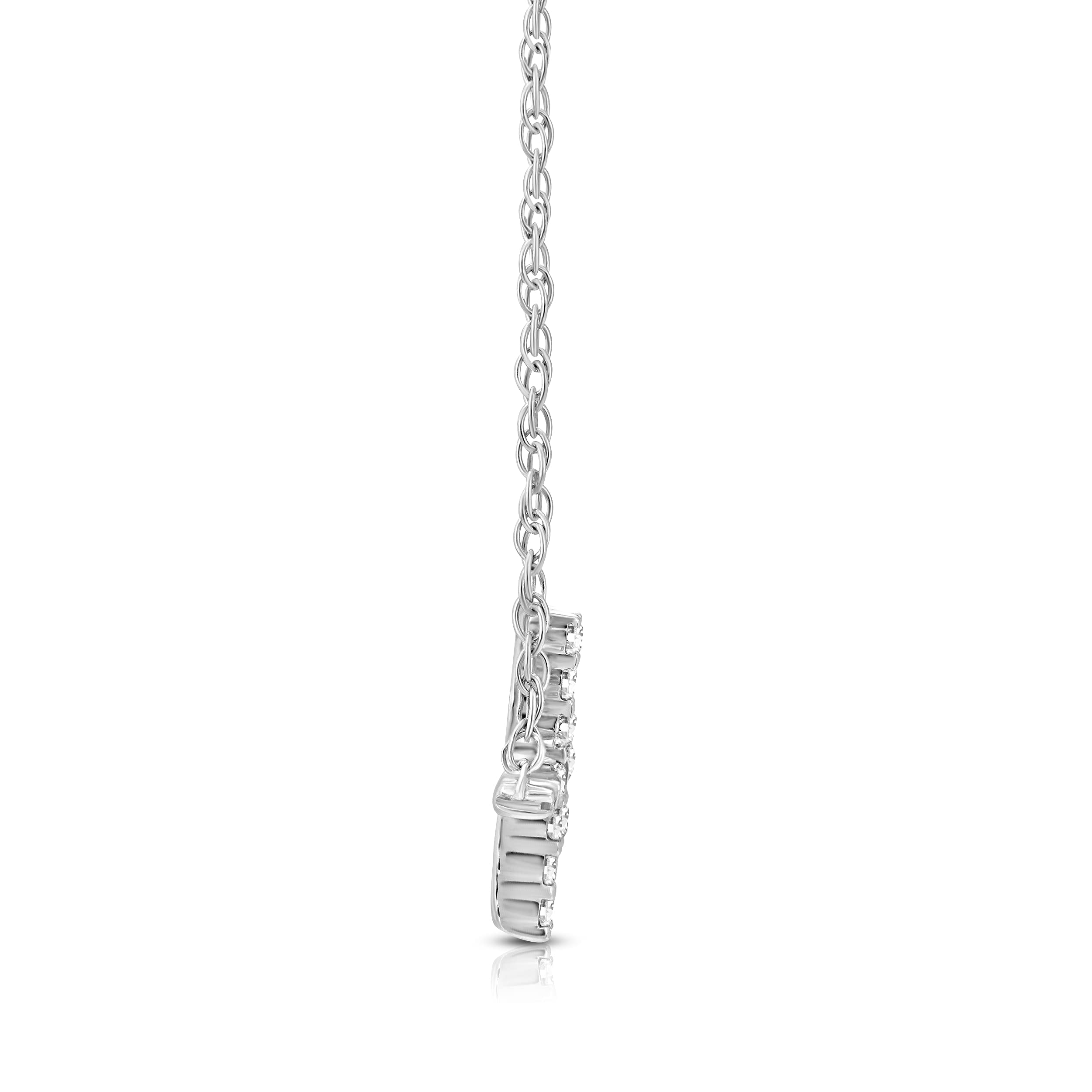 ARAIYA FINE JEWELRY 925 Sterling Silver Round-shape Diamond Sideways Cross Pendant Necklace (1/10 cttw, I-J Color, I2-I3 Clarity), 18"