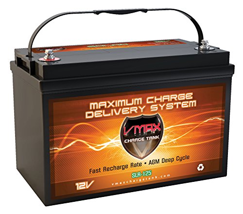 VMAXSLR125 AGM 12V 125Ah SLA rechargeable deep cycle battery for use with Pv solar panels smart chargers, wind turbines and inverters and backup power (12 volt 125Ah group 31 AGM)