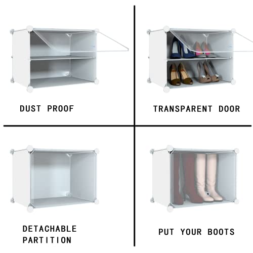 HOMICKER Shoe Rack Organizer, 32 Pair Shoe Storage Cabinet with Door Expandable Plastic Shoe Shelves for Closet,Entryway,Hallway,Bedroom
