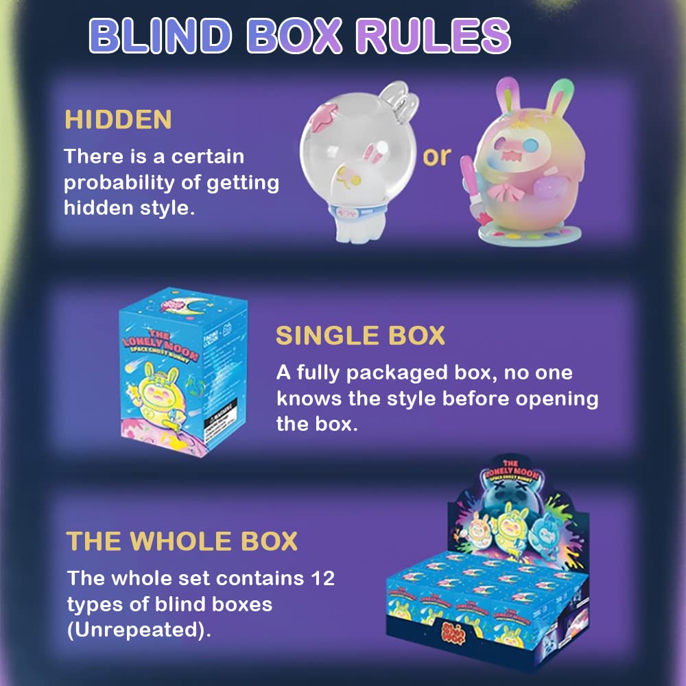 BEEMAI Ghost Bear The Lonely Moon Series 12PC No Repeat Random Design Cute Figures Desktop Ornament Collectible Toys Birthday Gifts (Whole Set)