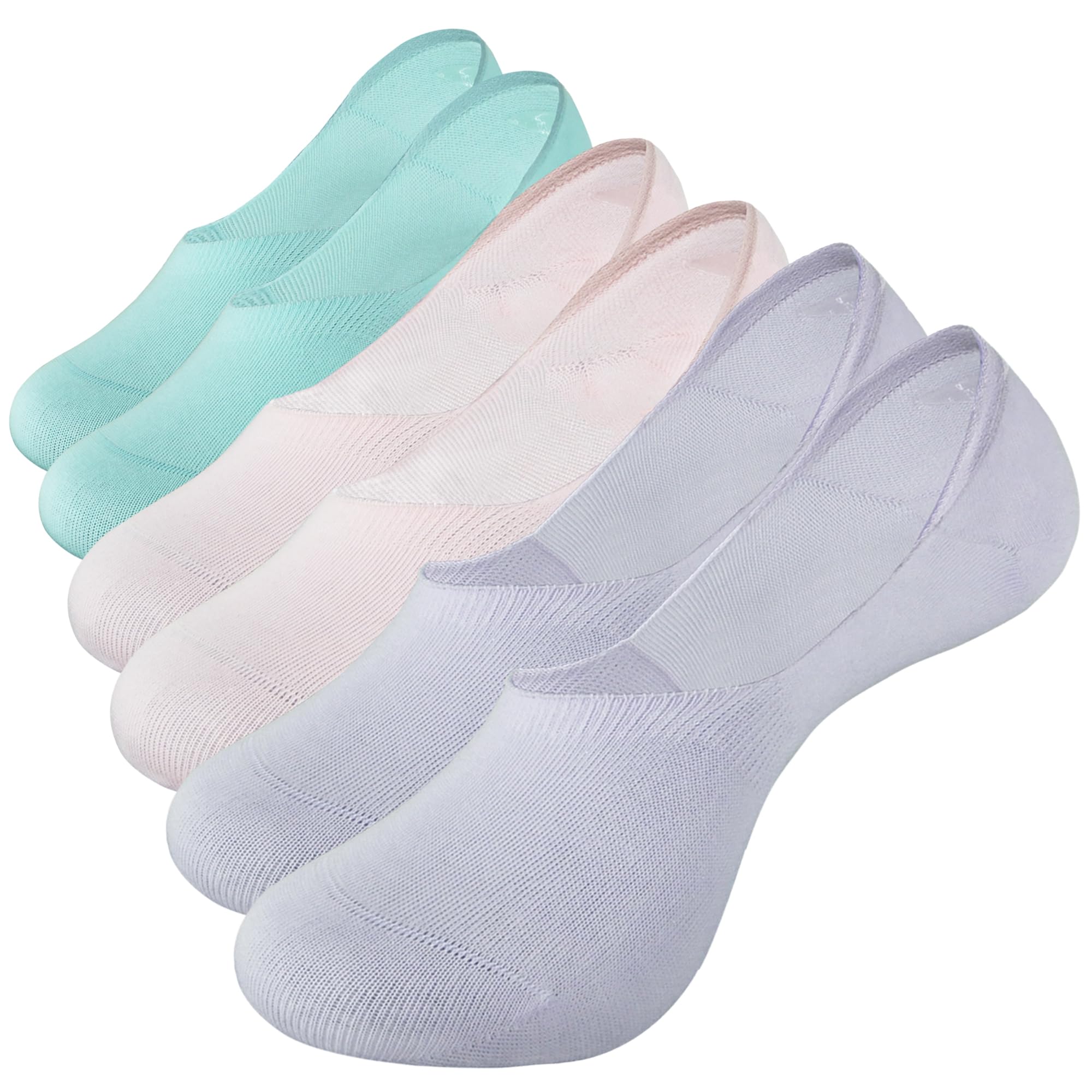 Bauvale Women's 6-Pack Mixed Anti Slip Odor Resistant Seamless Thin No Show Invisible Socks,Size 4-9