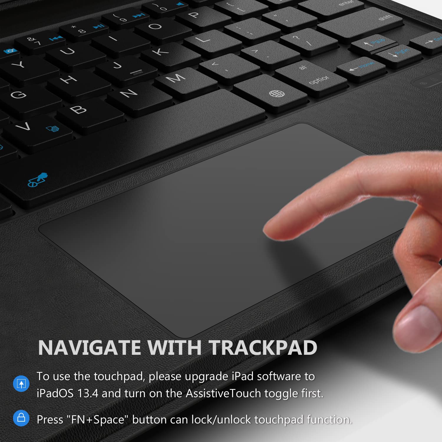 BJCGFVH6 Slim Keyboard Case for iPad 6th 5th Gen & iPad Air 2nd & for iPad Pro 9.7" 2016, Practical iPad Keyboard Case with Touchpad, Wireless Connector and Pencil Loop