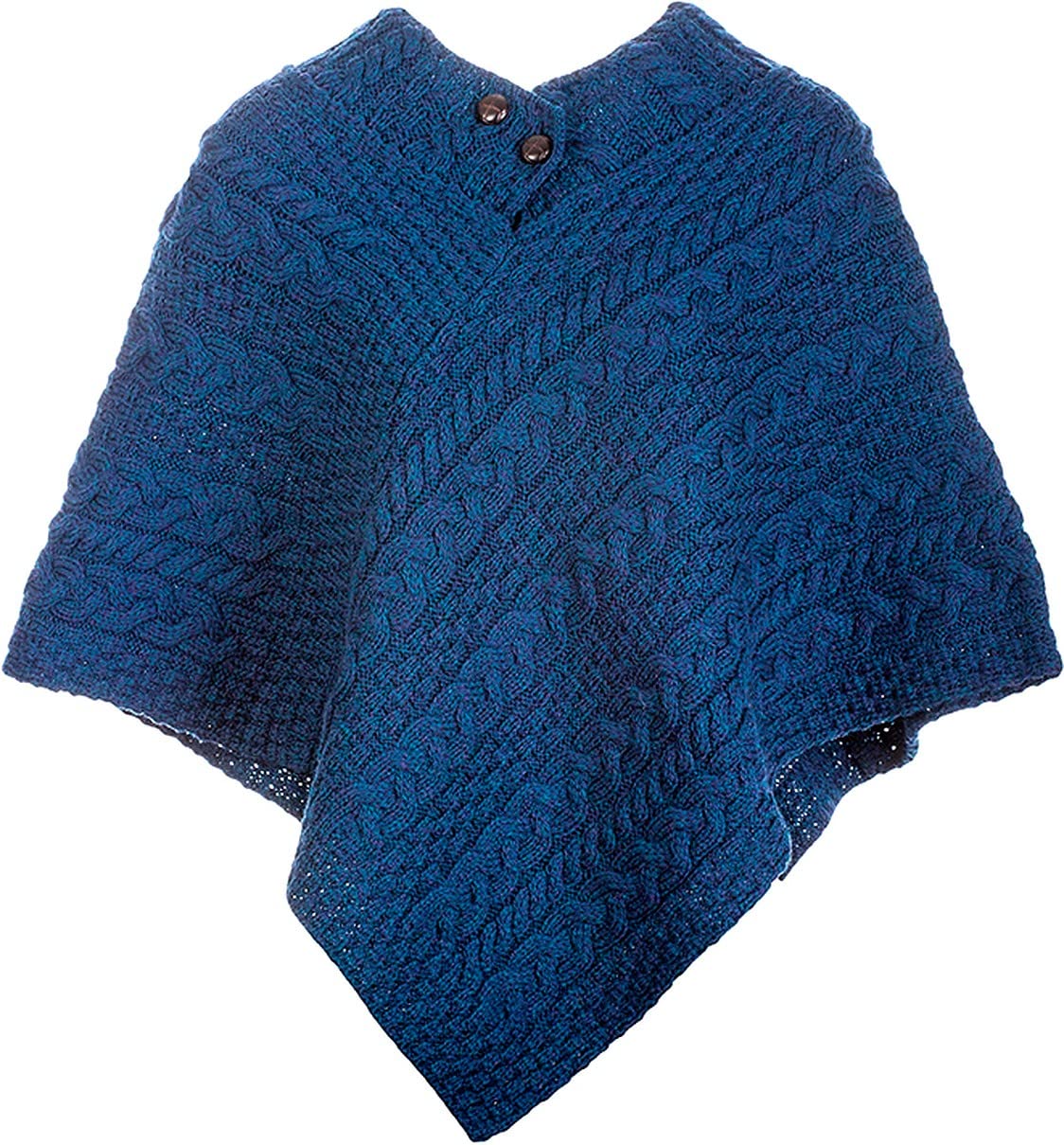 Aran Woollen Mills Irish 100% Merino Wool Poncho for Women Made in Ireland (Army Merino)