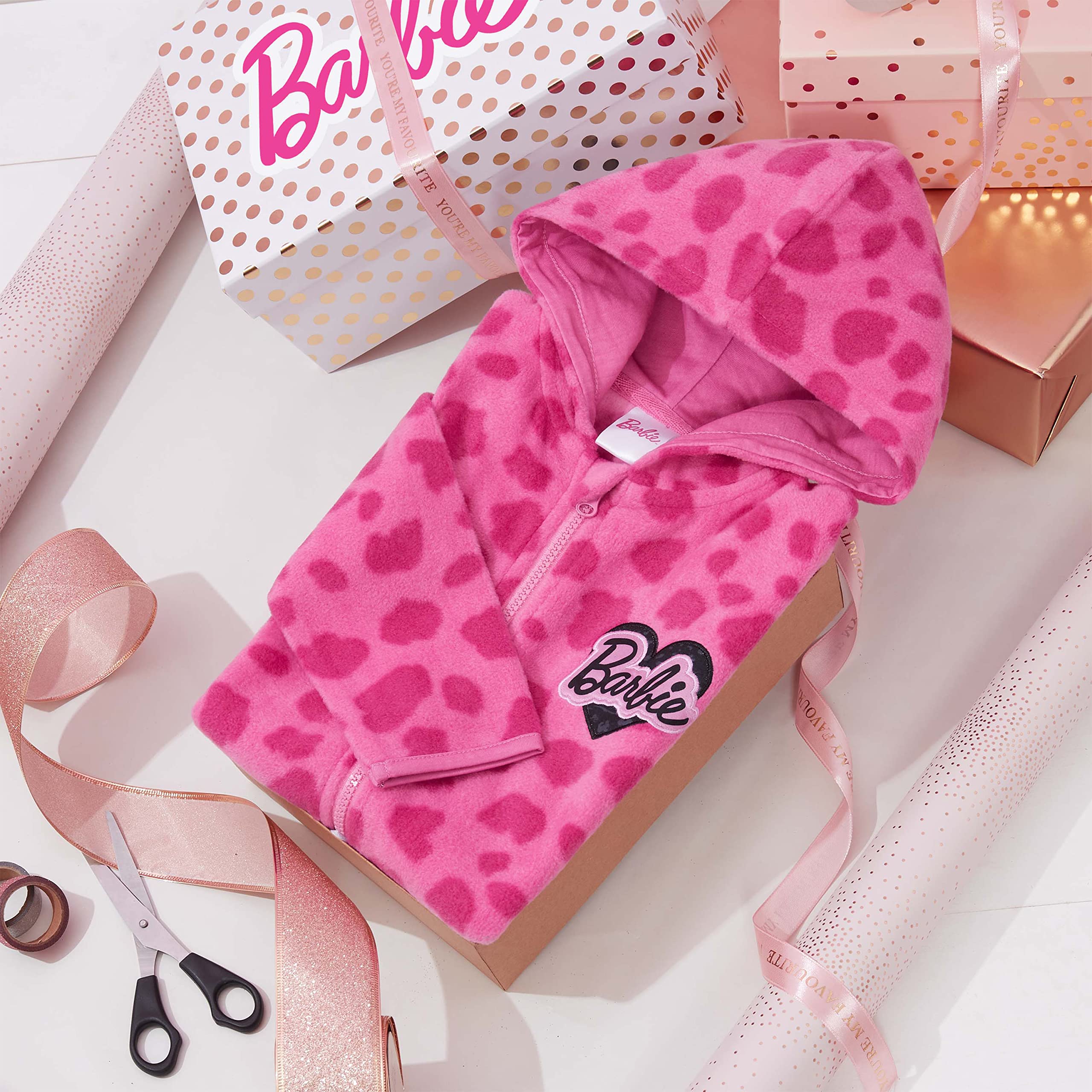 Barbie Girls Jacket Pink Hooded Fleece Girls' Jackets (Pink, 2-3 Years)