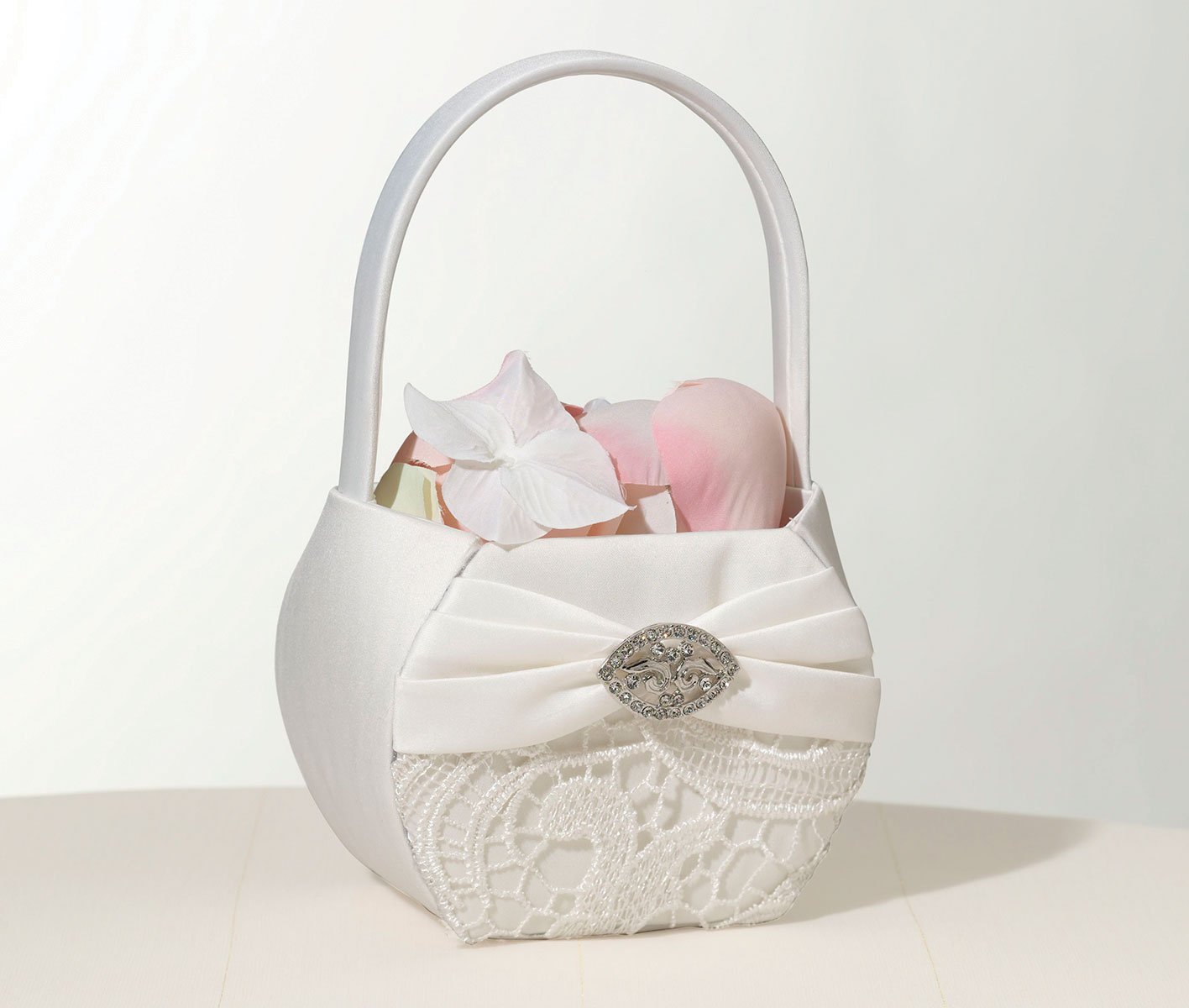 Lillian Rose Cream Vintage Lace Wedding Flower Girl Basket