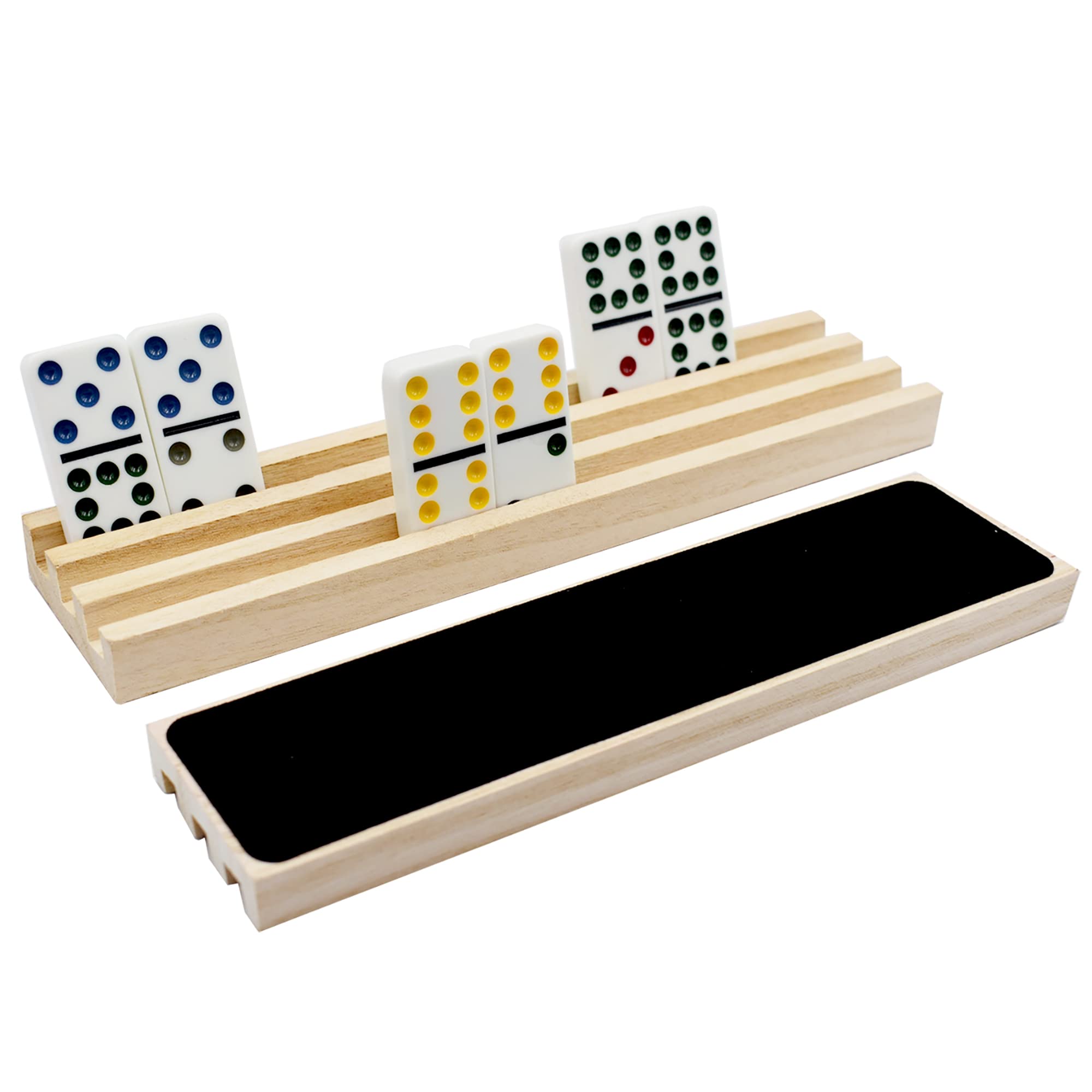 Yuanhe Wooden Domino Racks/Trays Set of 8, Domino Tiles Holders