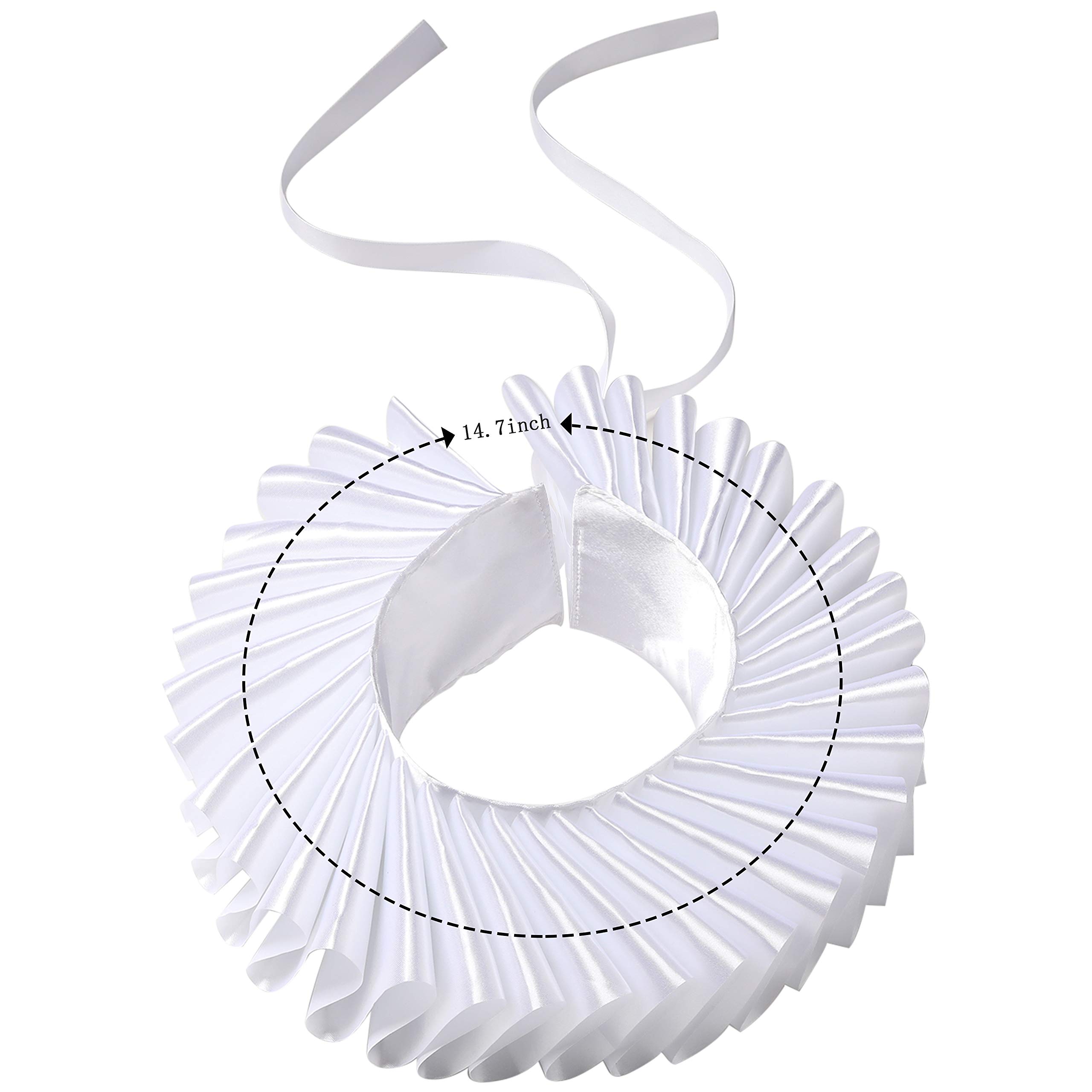 BABEYOND Renaissance Ruffled Neck Collar Vintage Clown Choker Wrap Renaissance Elizabethan Ruffle Layered Collar Scarf for Costume Party (White)