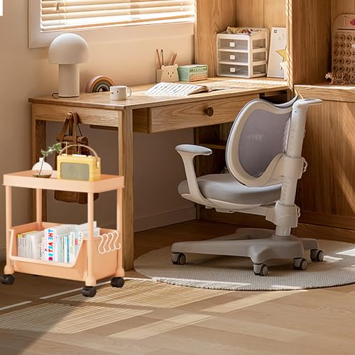 bemyl Mobile Bookshelf, Rolling Cart Book, Book Cart Organizer, Movable Storage Book Shelves, Book Rack Storage, Multi-Functional Mobile Book Cart Organizer