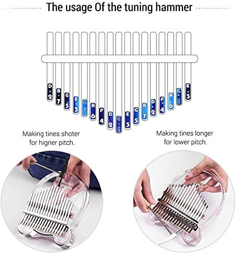 KIMI 17-Key Rainbow Bear Kalimba Thumb Piano Transparent Acrylic Material with Carry Bag