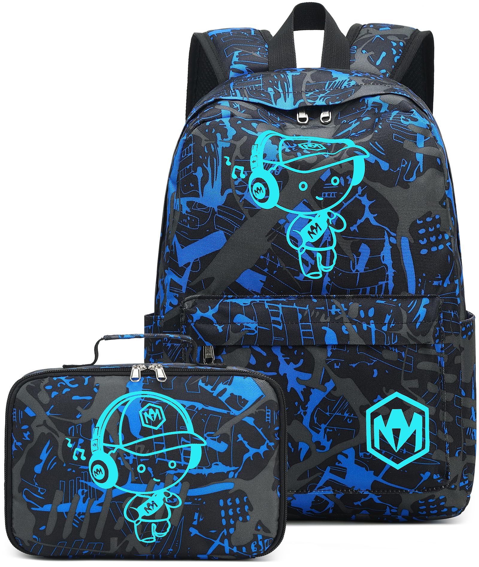 Bluboon Preschool Backpack Kids Kindergarten Boy Backpack With Lunch Box Dinosaur School Book Bags for Elementary Primary Schooler (Navy)