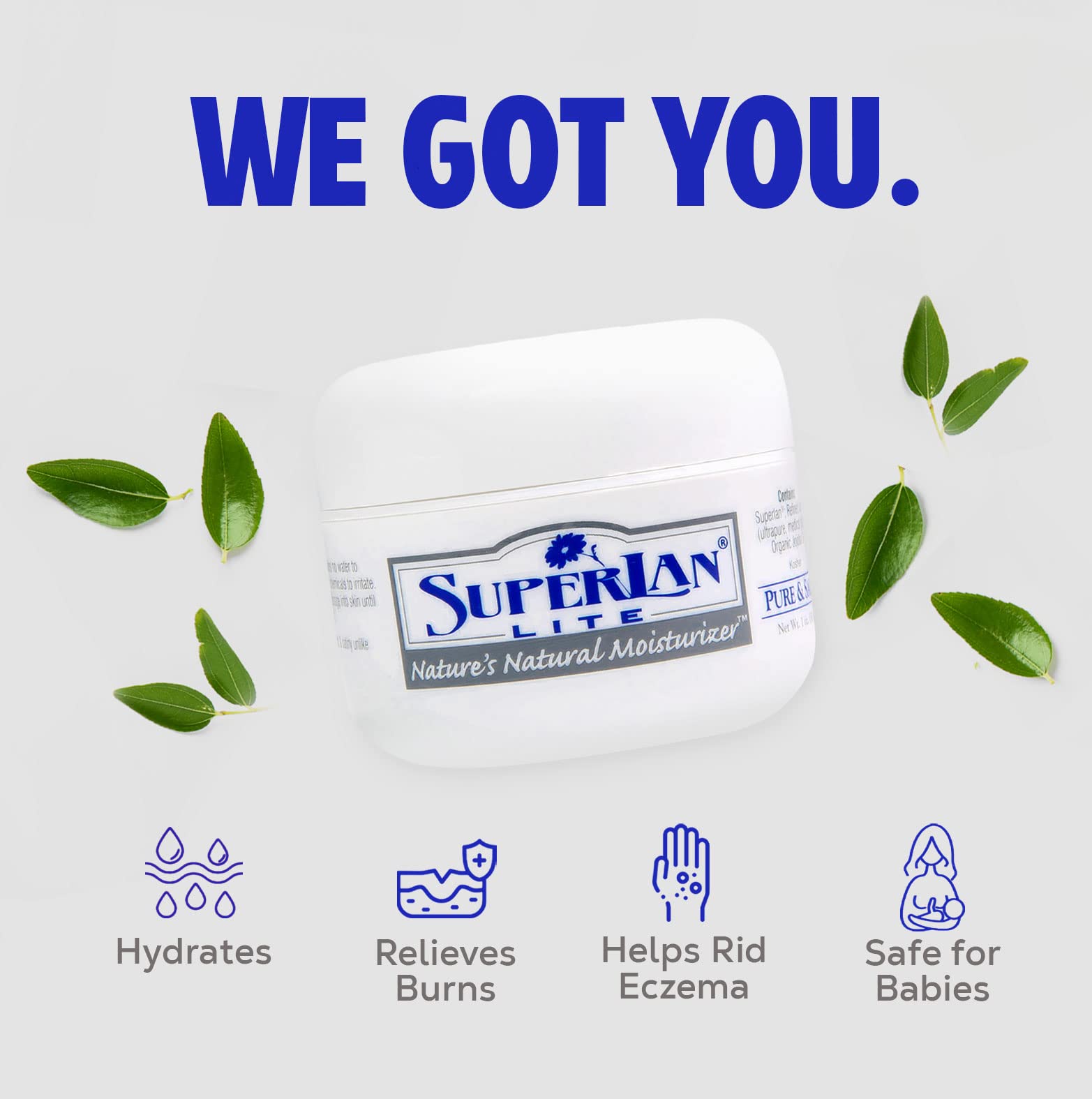 superlan Lite Lanolin Cream, 1 oz – Lightweight Creamy Formula with Medical-Grade Lanolin & Jojoba Oil - Moisturizer for Everyday Dry Skin Relief – Hands, Feet, Body, & More