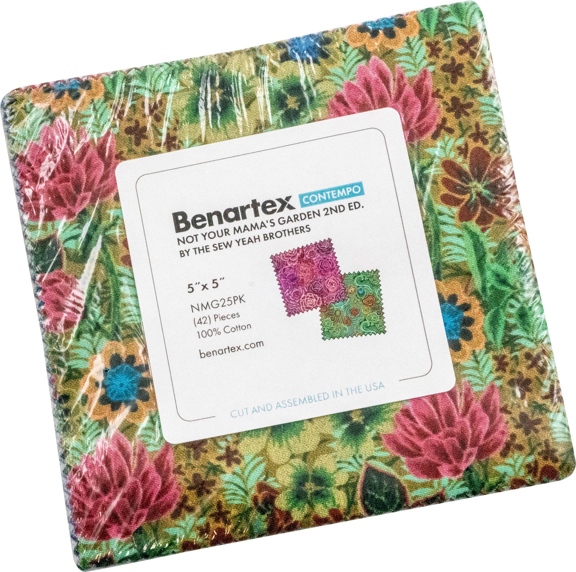 Benartex Fabrics Not Your Mamas Garden 2nd Edition Charm Pack Five Inch Squares